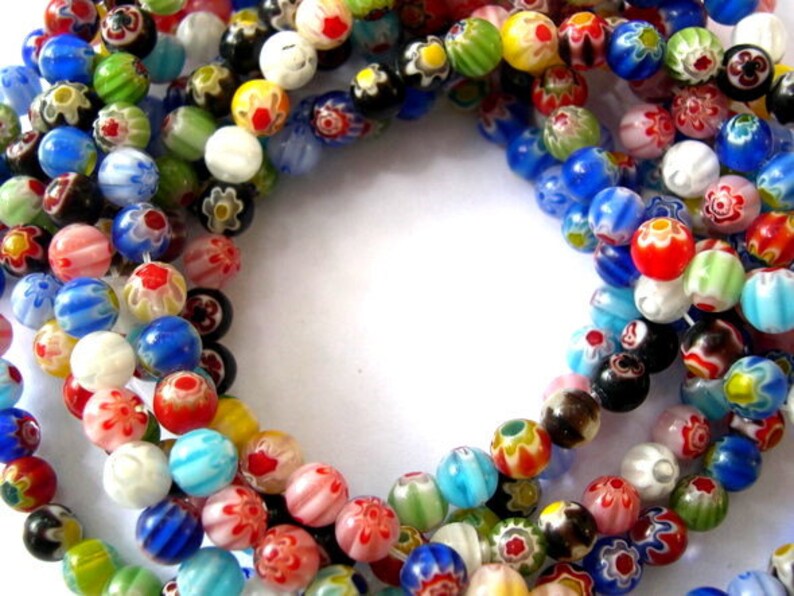 Millefiori Glass Beads 6mm About 60 Beads 1 Strand - Etsy