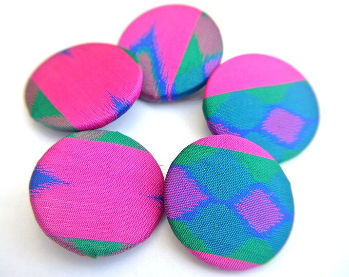 5 Buttons, Covered Buttons, Cloth Buttons, Fabric Buttons Handmade ...