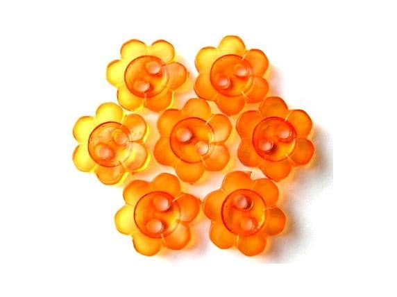 15 Buttons flowers orange translucent vintage lucite | Etsy