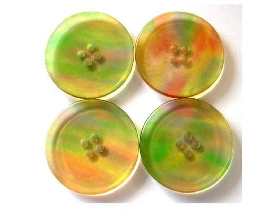 6 Buttons, Vintage, Translucent With Assorted Colors, 34mm - Etsy