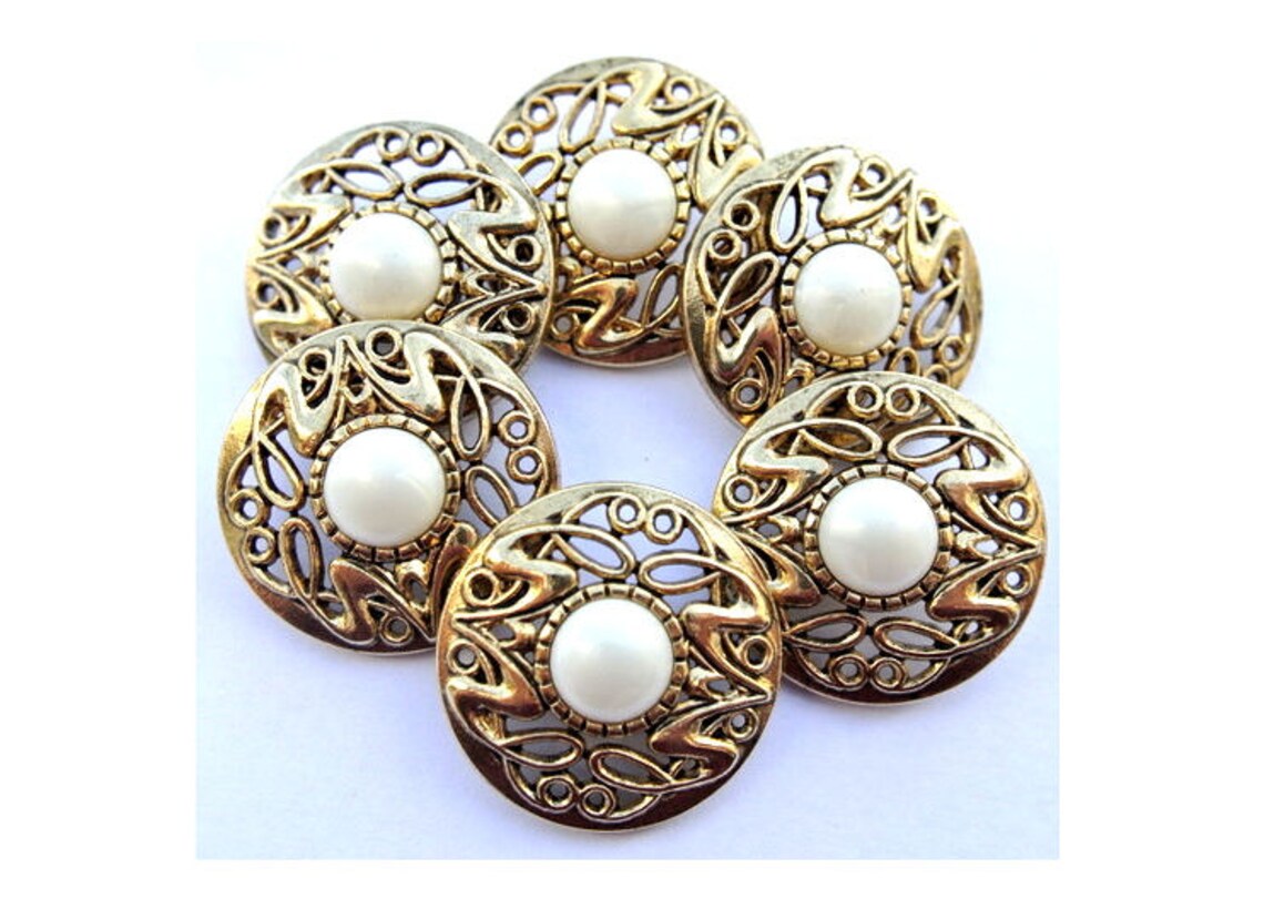 Vintage Buttons Plastic Bronze Color With White Trim Center | Etsy