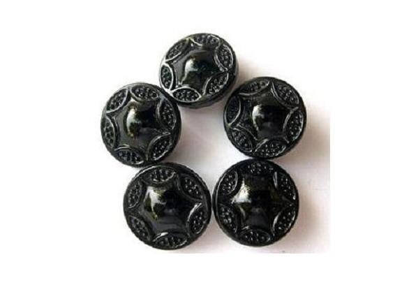 6 Antique Vintage Glass Buttons Black Six Pointed Star | Etsy