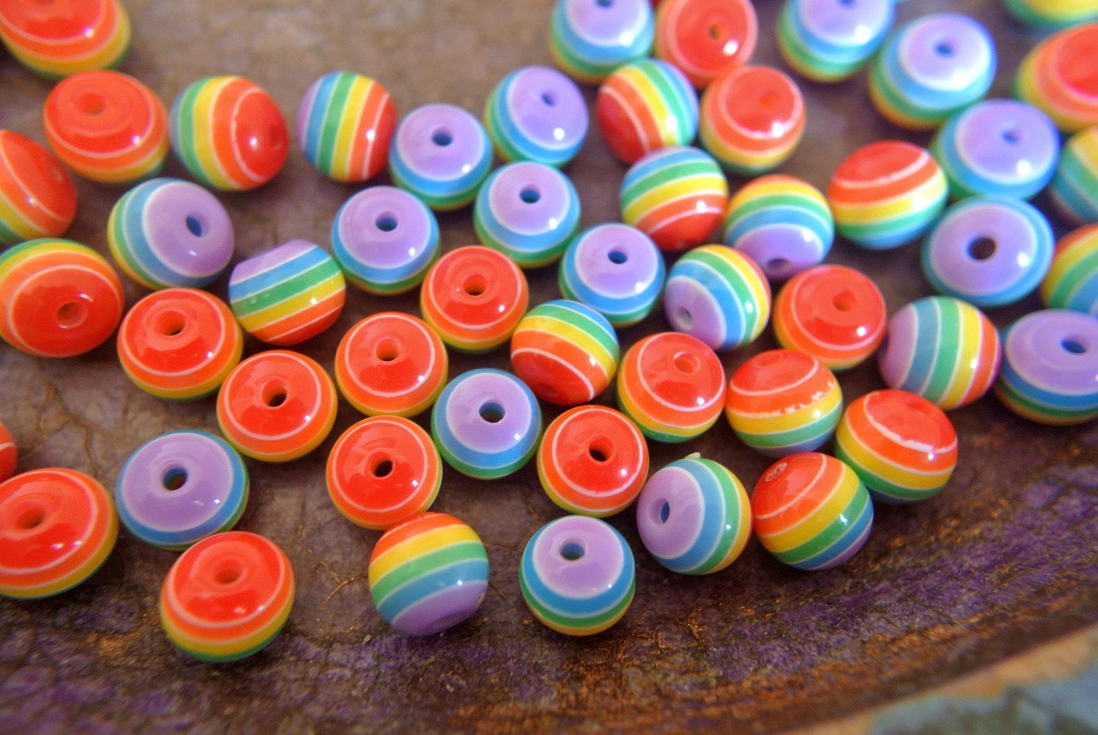 30 Beads Rainbow Colors Resin 8mm - Etsy