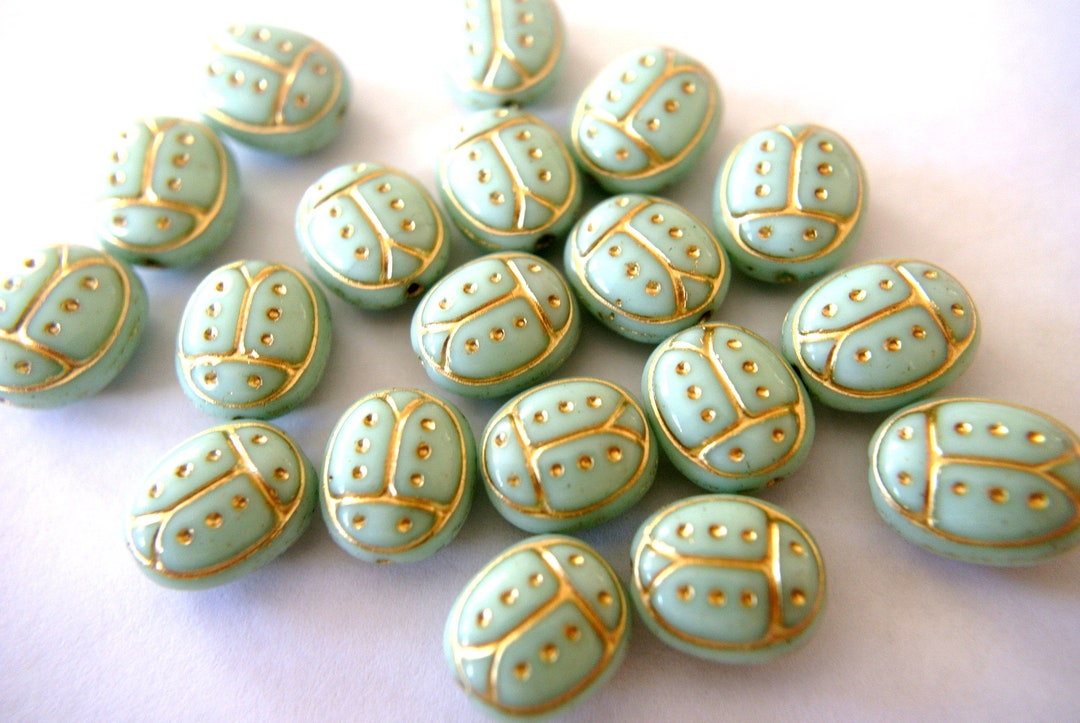 Ladybugs Glass Beads Czech Beads Beetle Beads Suitable for - Etsy
