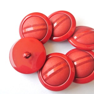 6 Plastic Buttons , New Buttons, Red With Red Lines Design, Choose Your ...