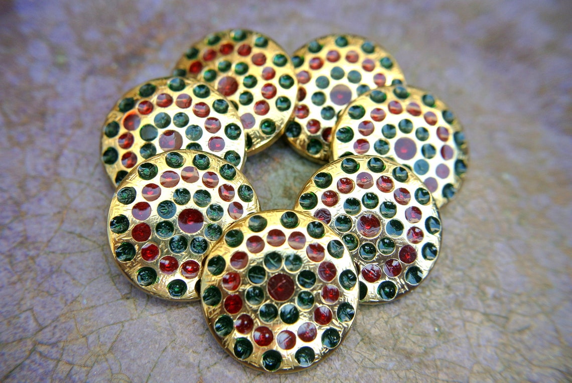 6 Vintage Buttons Jewel Trim Buttons Unique With Assorted - Etsy