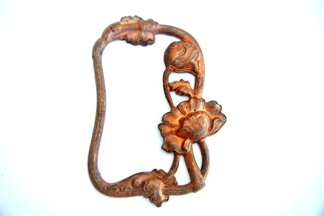 Metal Stamping, Vintage, Flower, Copper, ART NAVO Design, 67mmx50mm ...