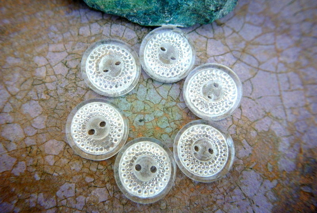 6 Glass Buttons, Antique Vintage Can Be Use as a Bead, Dots Pattern ...