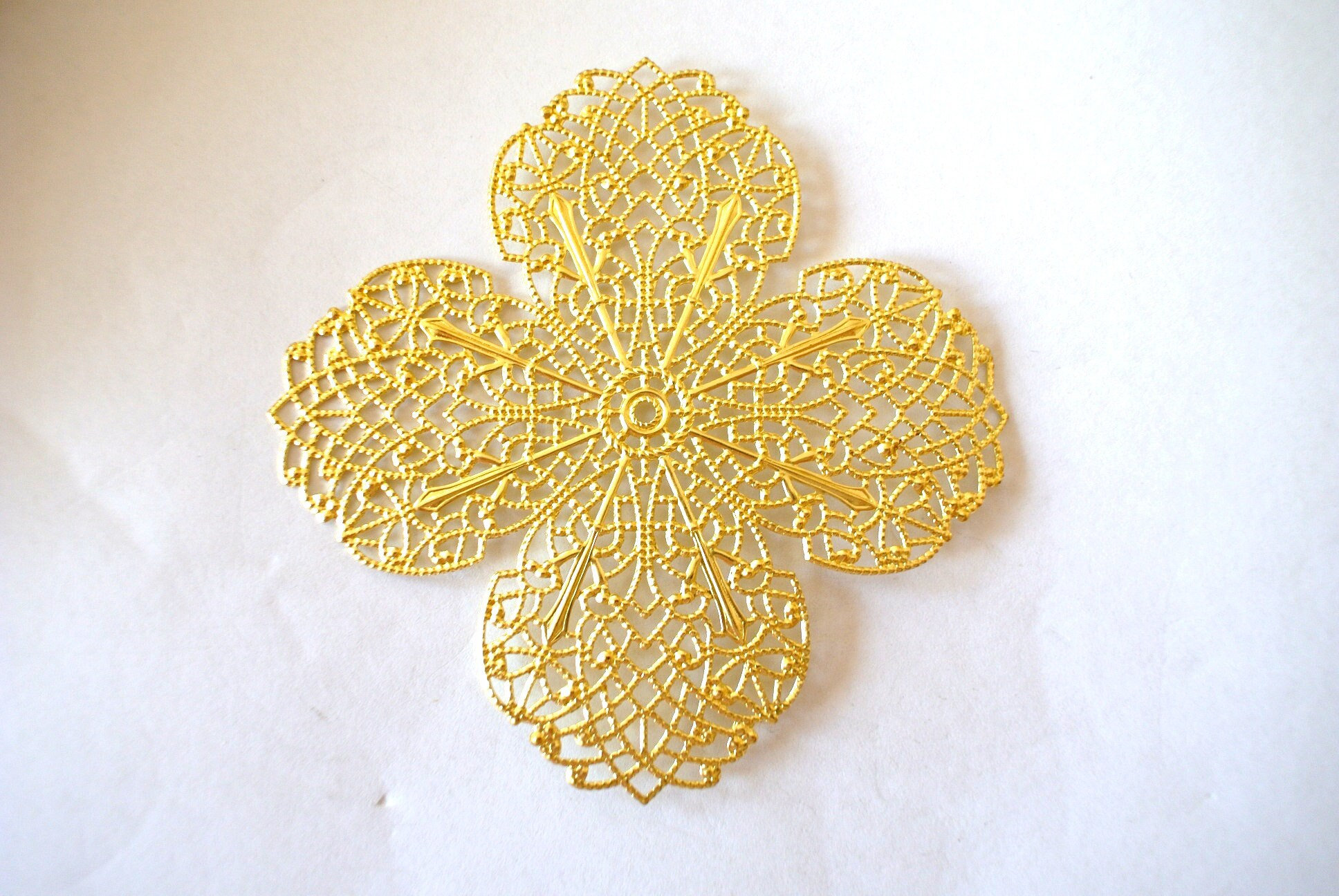 Vintage Filigree Metal Gold Color Flower Shape Design 68mm, Soft - Etsy