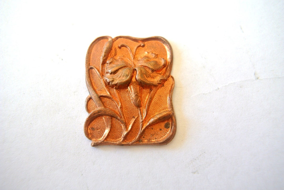 Metal Stamping, Vintage, Flower Ornament , Copper, ART NAVO Design ...