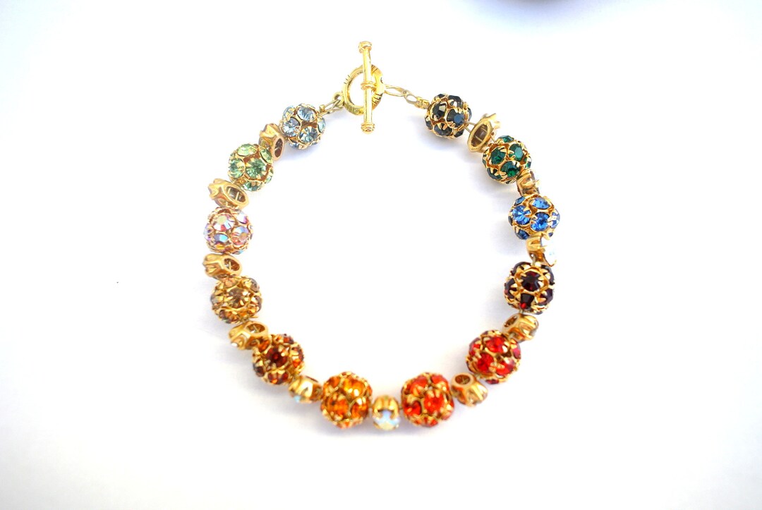 Bracelet Made of Vintage Swarovski Gold Plated Ball Beads in 12 ...