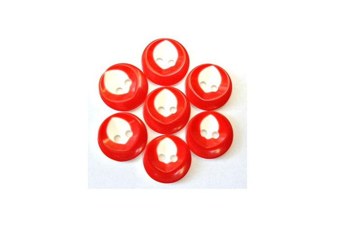 10 Resin Plastic Buttons White With Red 14mm, New - Etsy