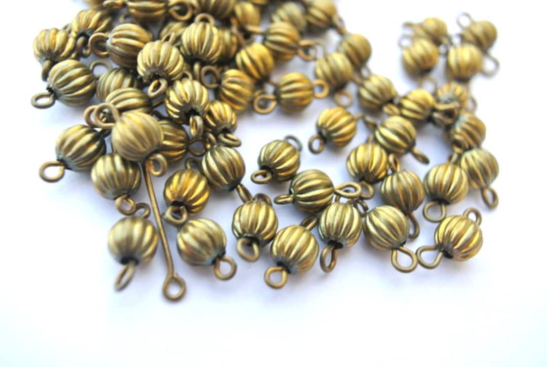 20 Vintage Metal Connector Beads With Metal 2 Loops, 5mm Ball - Etsy