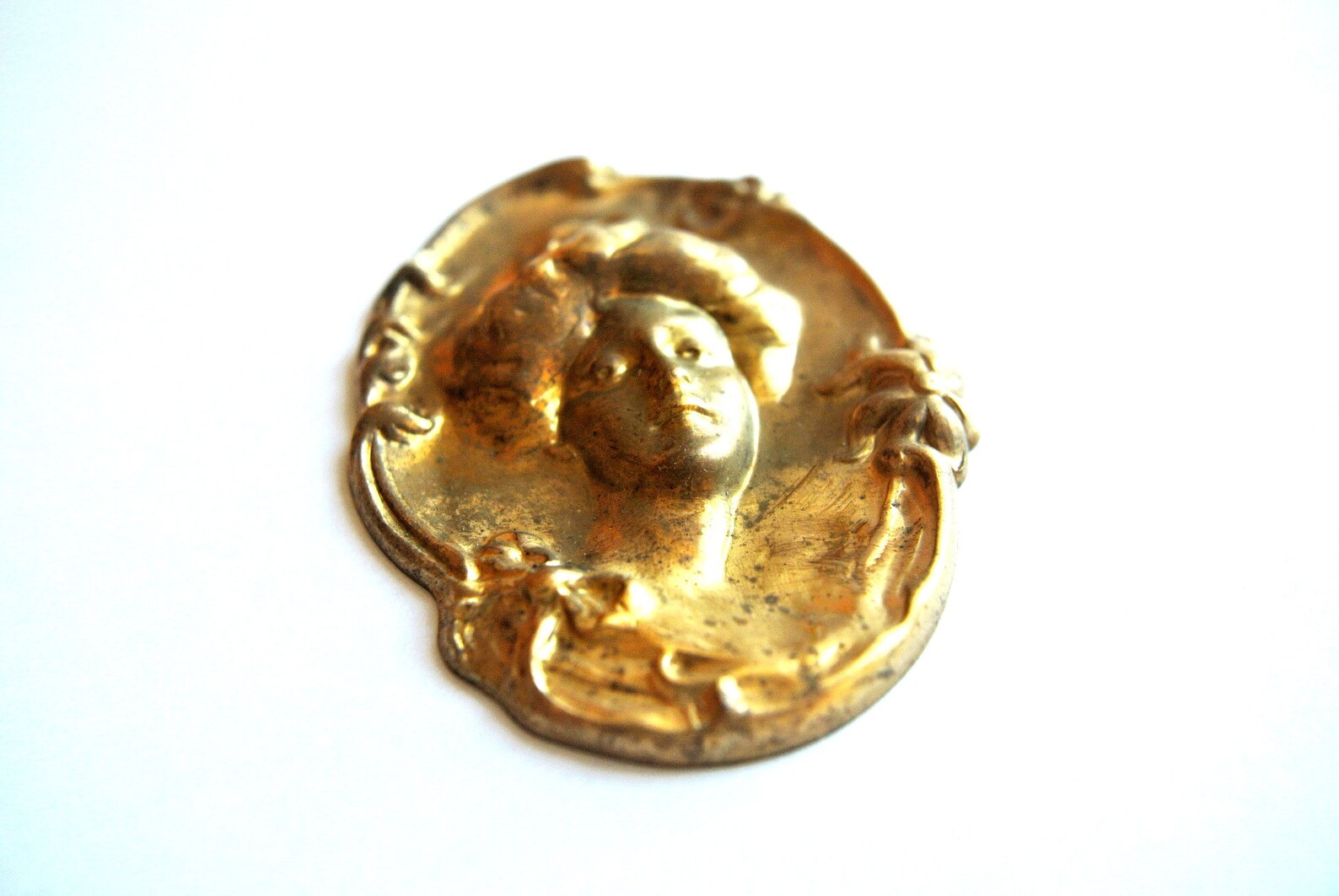 Vintage Metal Stamping Women's Head Rare 50mmx38mm - Etsy