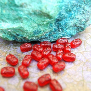 50 Czech Glass Beads Red Czech Beads 6mmx4mm Tube Shape - Etsy