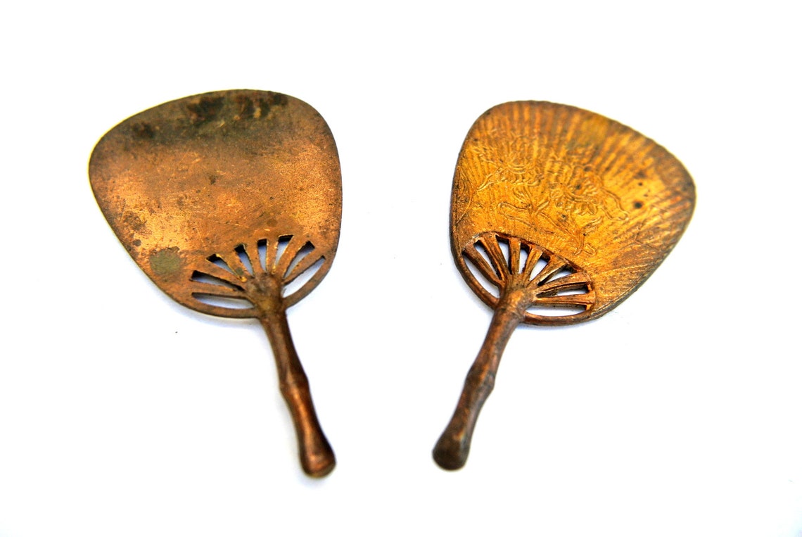 Vintage Metal Decorative Fan Stamping , Jewelry Making, Rare-choose ...