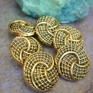 6 Vintage Buttons, Unusual Shape, Antique Bronze Color Shank Buttons ...