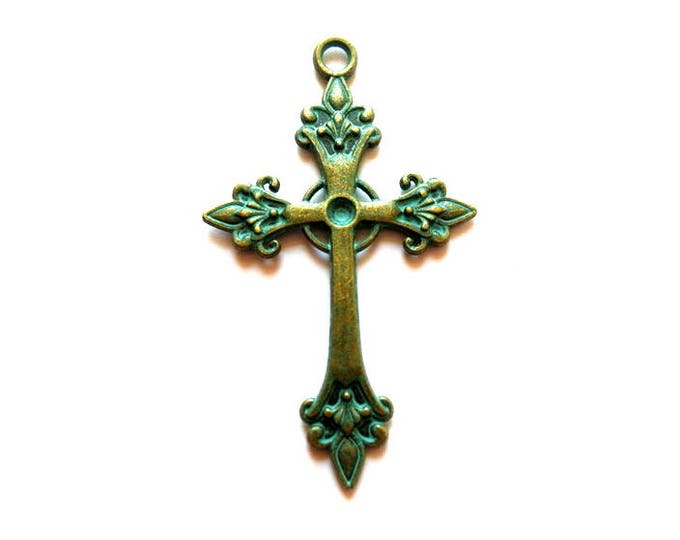 Cross, Holy Symbol, Metal Pendant With Patina 68mmx40mm - Etsy