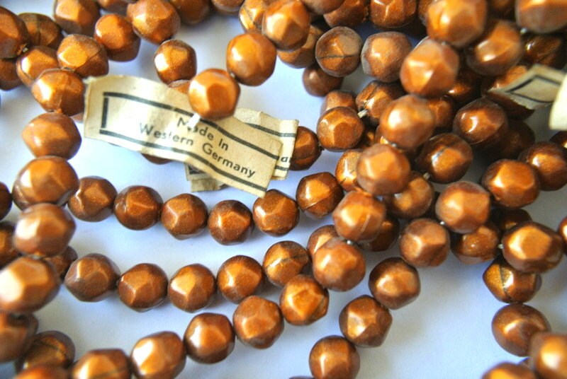 30 Vintage Beads Bronze Color 7mm, Made in Western Germany - Etsy