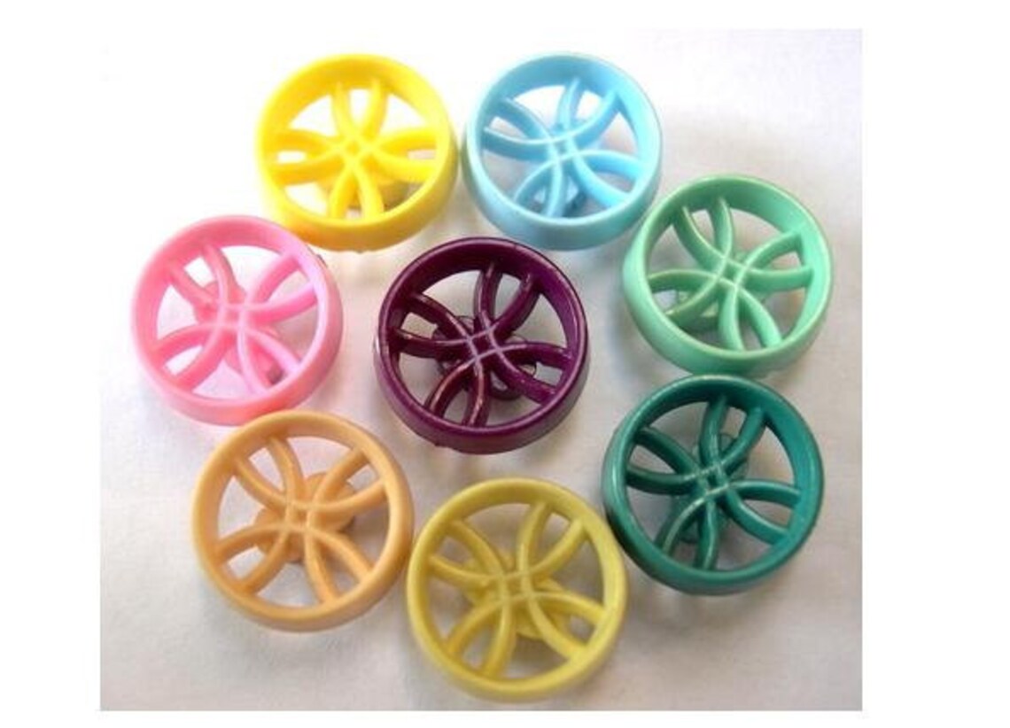 90 Vintage Plastic Buttons 9 Assorted Colors Unique Design , 13mm - Etsy
