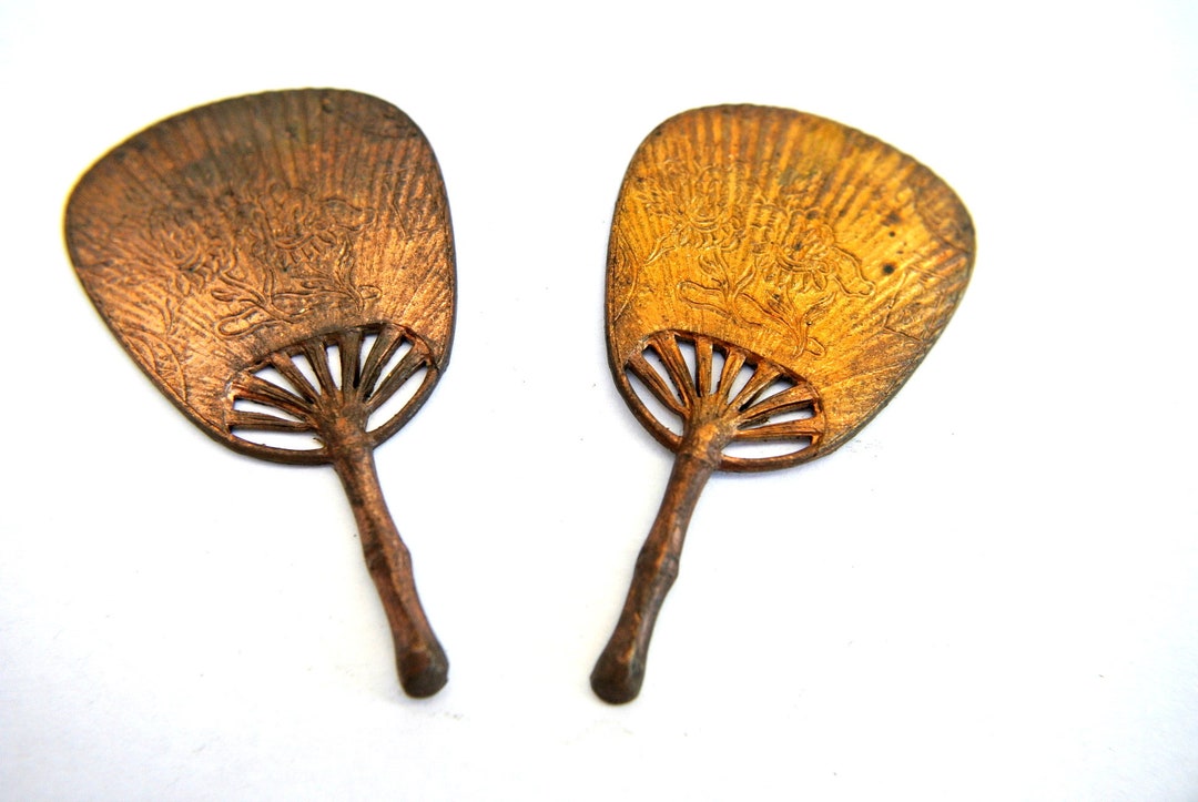 Vintage Metal Decorative Fan Stamping , Jewelry Making, Rare-choose ...
