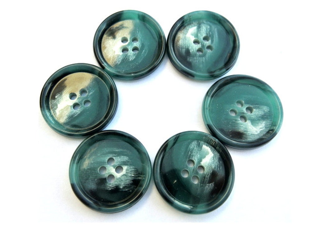 6 Buttons Vintage Plastic Blue Green 26mm - Etsy