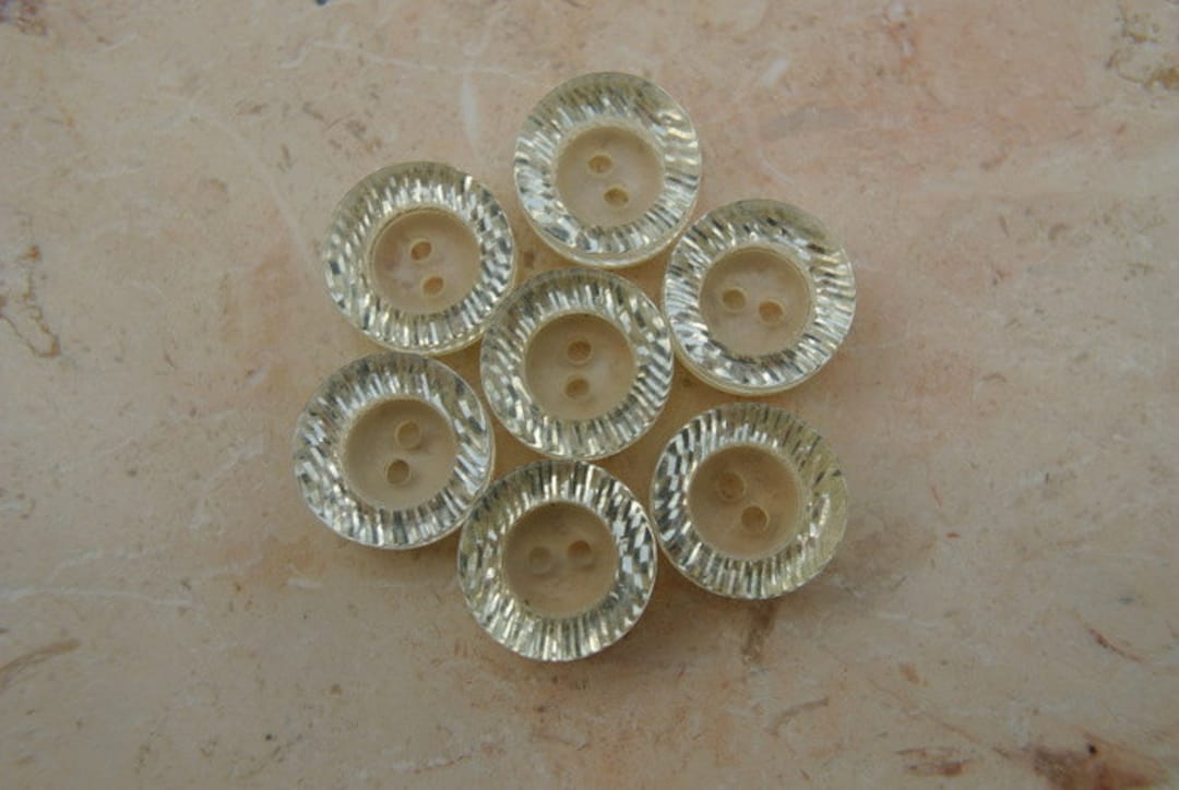 6 Vintage Buttons ,lucite Plastic Buttons, Translucent Silver Color ...