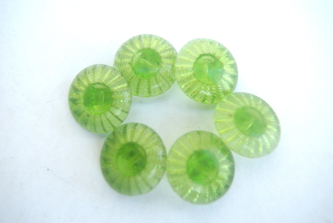 7 Glass Buttons, Flowers, Antique, Vintage, Rare, Green Shade - Etsy