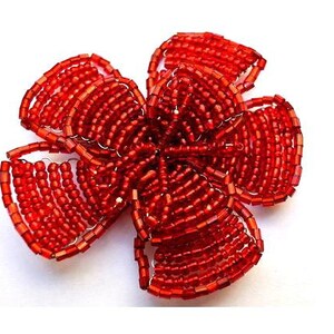 Beaded Flower Made of Red Glass Beads Beaded on Wire Thread - Etsy