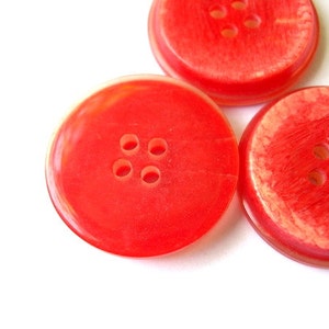 6 Vintage Plastic Buttons 2 Layers Red Buttons 28mm - Etsy