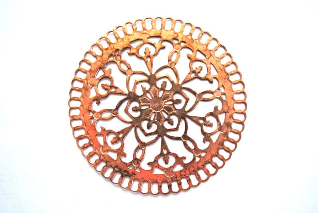 Vintage Filigree Metal Copper Color Flower Design 50mm - Etsy