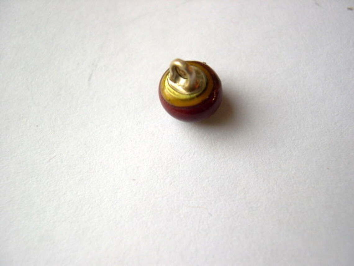 6 Vintage Glass Buttons Brown With Green Circle Metal Shank 8mm - Etsy