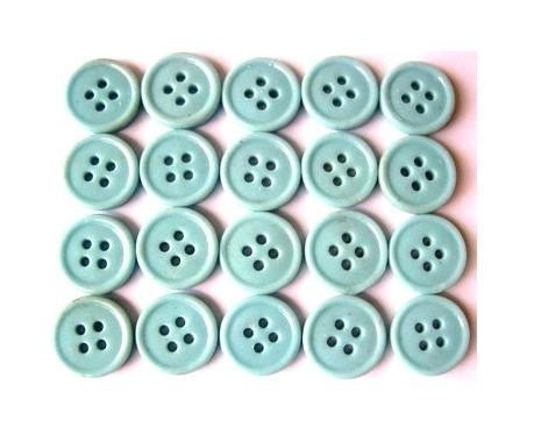 15 Glass Buttons, Antique Vintage Button Bead, Baby Blue - Etsy