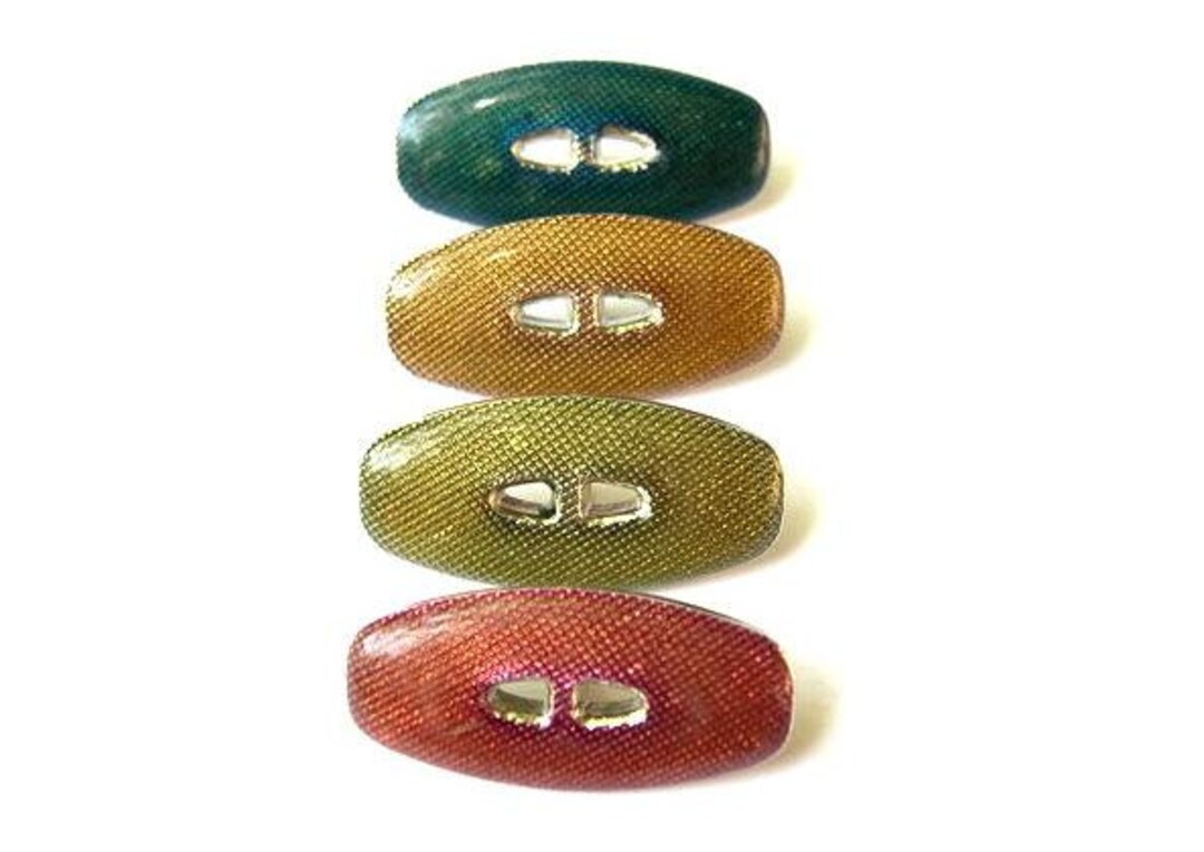 4 Vintage Buttons Metal Unique Shape 4 Unique Colors 28mmx13mm - Etsy