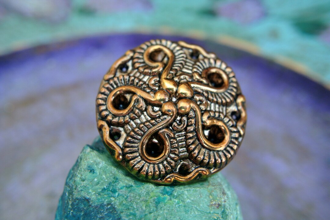 6 Vintage Buttons Antique Bronze Color Flower on Black 38mm - Etsy Canada