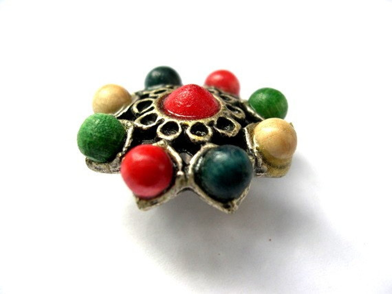 Metal Jewel Button With Wooden Colorful Balls Great for - Etsy