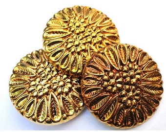 6 Vintage Flowers Buttons Bronze Color Large Buttons 36mm | Etsy