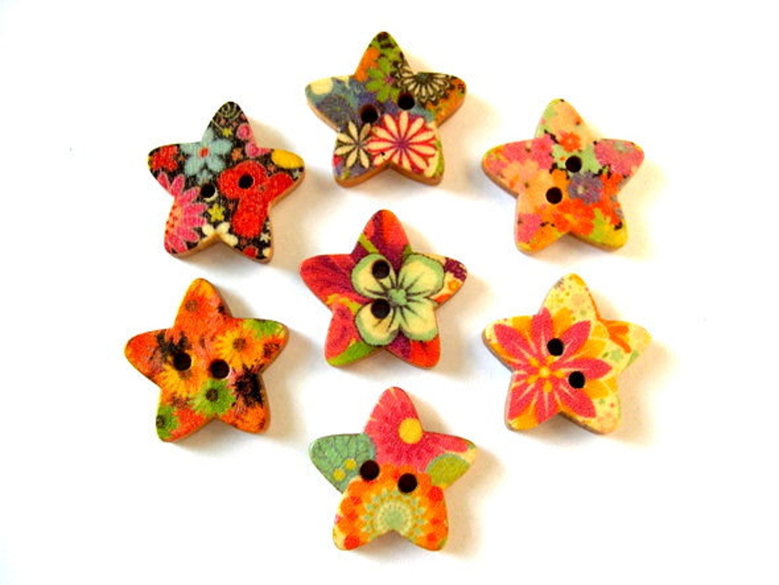 10 Star Shape Wooden Buttons in Assorted Colors 18mm-select - Etsy