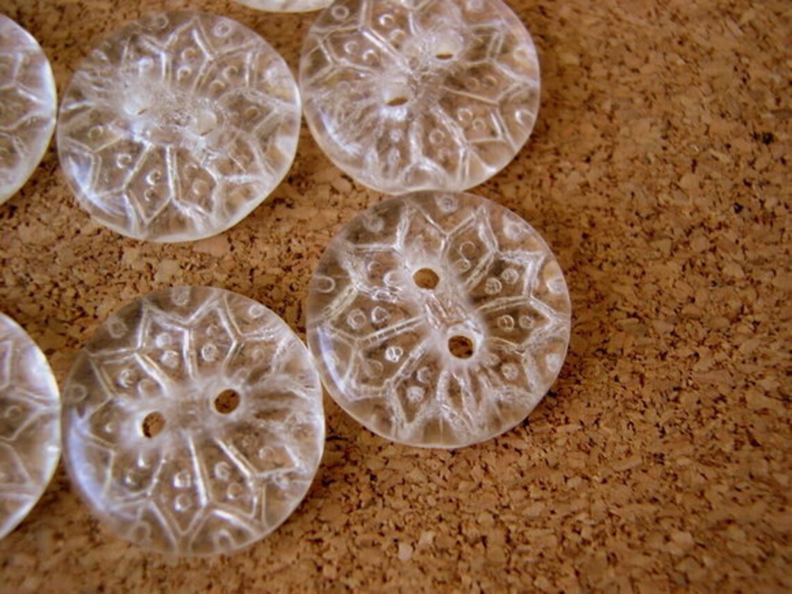 Vintage Antique Glass Buttons clear Glass Flower Ornament - Etsy