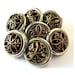 10 Vintage Buttons, Silver Color Plastic With Trim in the Center, Shank ...