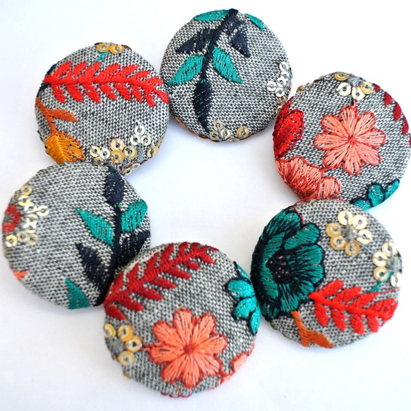 Embroidered Buttons - Etsy