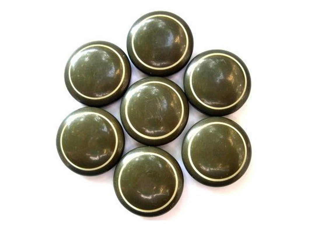 6 Vintage Buttons Plastic 20mm Grey With White Circle - Etsy