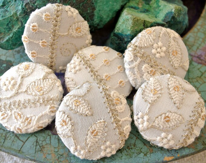 Embroidered Fabric Covered Buttons: Handmade Cloth Buttons, 38mm, Set ...