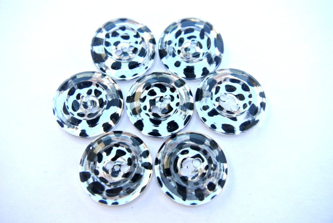 6 Silver Color Buttons With Black Dots-choose Size-no Idea How - Etsy