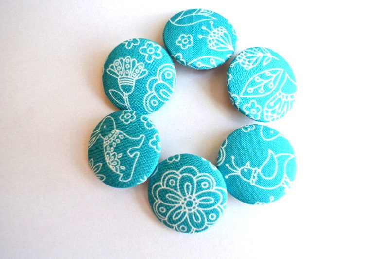 6 Fabric Covered Buttons, Bunny Bird Print, 32mm Crafting Supplies - Etsy