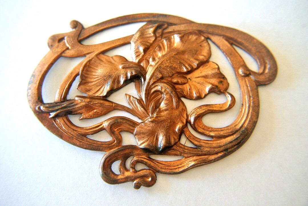 Metal Stamping, Vintage, Flower, Copper, ART NAVO Design, 76mmx57mm - Etsy