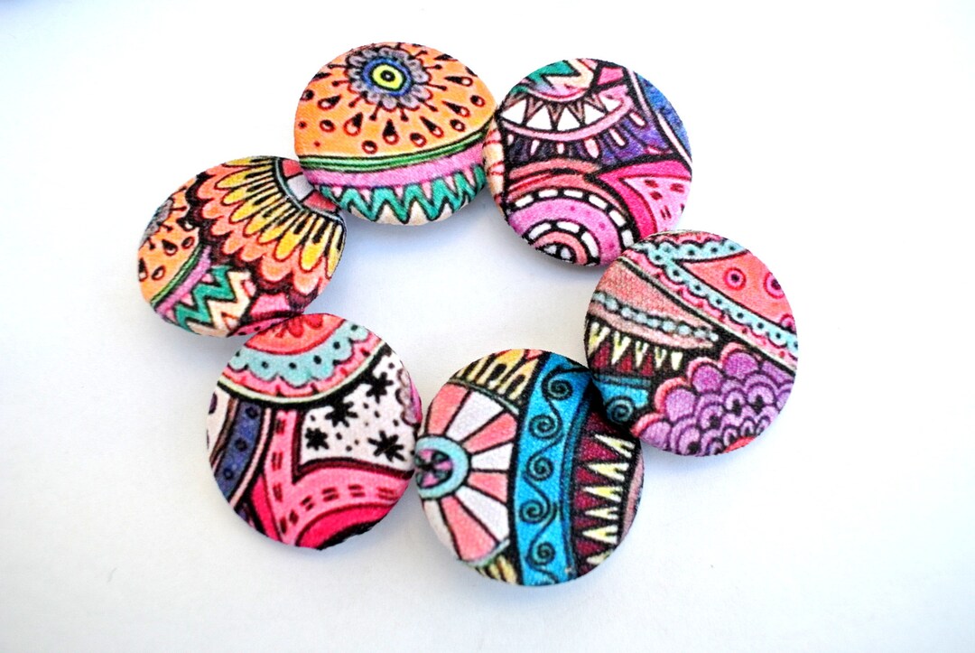 6 Buttons, Covered Buttons, Cloth Buttons, Fabric Buttons Handmade ...