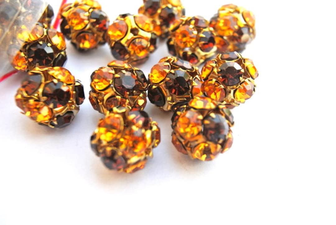 6 Vintage Swarovski Crystal Ball Beads 13mm: Rare Brass Setting - Etsy