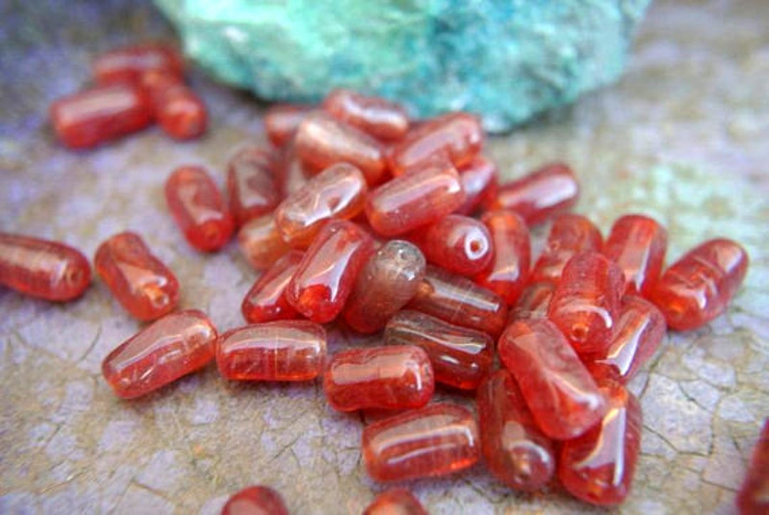 20 Czech Glass Beads, Red Shade 11mmx6mm Czech Beads - Etsy