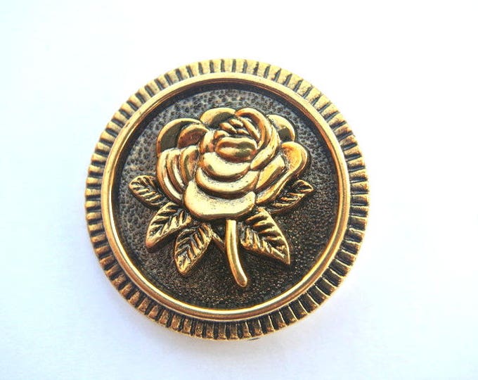 6 Vintage Buttons Antique Bronze Color Rose Flower on Black 39mm - Etsy